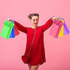 BLEWINDZ 32Pack Gift Bags with 32 Tissue Paper, 8Colors Party Bags with Handles, 10.6" Medium Size Rainbow Goodie Bags for Wedding, Birthday, Party Supplies