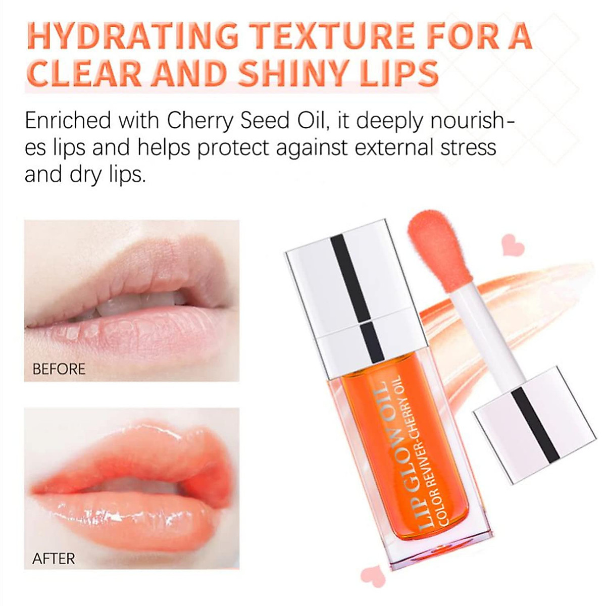 MAEPEOR Hydrating Lip Glow Oil 10 Colors Moisturizing Lip Oil Gloss Non-sticky Transparent Lip Gloss Long Lasting Nourishing Tinted Lip Balm with Big Brush Head (IColors 07)