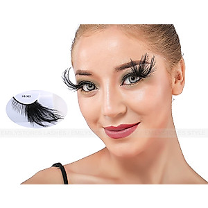 EMILYSTORES Black-Wing Faux-Feather Costume Eye Lashes For Halloween, Dramatic Eyelashes, Party Looking, 1 Pair
