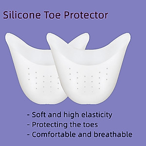 BeeSpring 2 Pcs Ballet Dance Toe Pads Soft Silicone Gel Toe Covers High Heels Toe Caps Toe Protector with Breathable Hole for Women,1 Pair- White