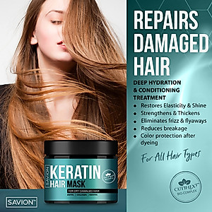 SAVION Keratin Hair Mask for Women - 8.45 oz Masque