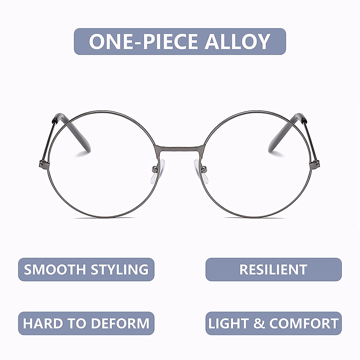 SOHUPAC Classic Round Glasses Retro Circle Eyeglasses Clear Lens Metal Frame Accessories Non-Prescription For Men Women (Silver)