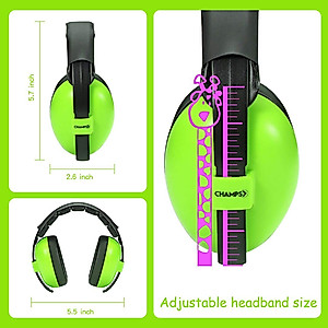 CHAMPS Baby Ear Muffs, Baby Earmuff Noise Protection Reduction Headphones for 0-3 Years Babies, Toddler, Infant, Safety Hearing Ear Muff Shooting Range Hunting Season [Green]