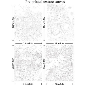 KYOQFVN Paint by Numbers for Adults Beginner & Kids, 4 Pack DIY Oil Painting Kit on Canvas with Paintbrushes and Acrylic Pigment, Arts Craft for Home Wall Decor- 4 Sets 9.8" W X 13.8" L