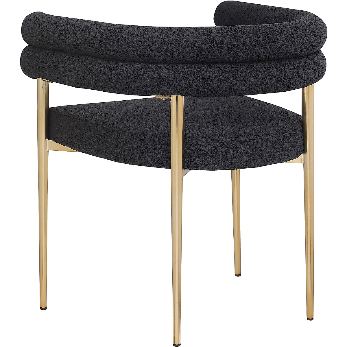 Meridian Furniture 804Black-C Brielle Collection Modern | Contemporary Boucle Fabric Upholstered Dining Chair with Brushed Brass Metal Frame, 25.5" W x 22" D x 28" H, Black, Set of 2