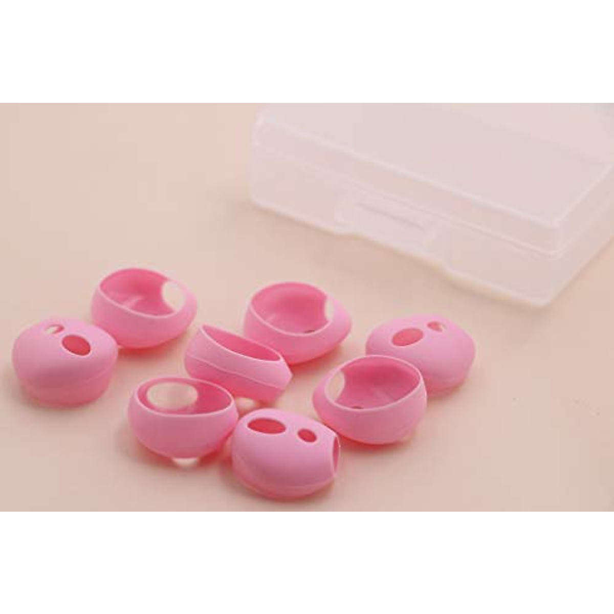 IiEXCEL (Fit in Case) 4 Pairs Replacement Super Thin Slim Rubber Silicone Earbuds Ear Tips and Covers Skin for Apple AirPods 2 1 or EarPods Headphones (Fit in Charging Case) (4 Pink)
