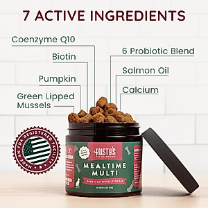 Premium Dog Multivitamin Supplement (170 Chews) - Mealtime Multi - with CoQ10 - Probiotics - Pumpkin - Immune Support - Promotes Better Joint Mobility - Healthy Skin & Coat - Made in The USA