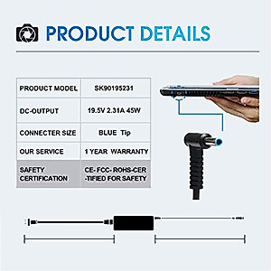 45W Laptop Charger for HP 15-CS 15-CP 15-DA 15-DB 15-DY 15-EF:15-ef0023dx ef0021nr ef0875ms 15-cs3055wm 15-cs3075wm 15-cp0053cl 15-dy2024nr 15-dy1751ms dy1731ms dy0013dx dy1036nr dy2021nr 15-db0083nr
