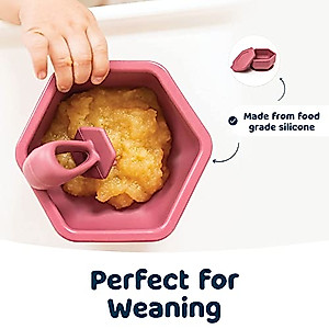 Tiny Twinkle Silicone Suction Bowls Set with lids for Baby and Toddler - 100% Silicone - BPA Free - Microwave Safe - Suction Bowls For Baby, Snack Containers For Toddlers (Rose, Burgundy, 2 Pack)