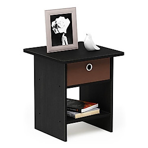 Furinno Dario End Table / Side Table / Night Stand / Bedside Table with Bin Drawer, 1-Pack, Americano/Medium Brown