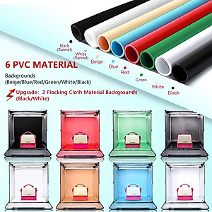 FOSITAN Photo Box, 24''x24''x24'' Portable Photo Studio Professional Light Box 126 LED Brightness Dimmable Shooting Tent with 8 Backdrops for Product Advertising Like Jewellery, Food, Bags, Shoes