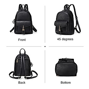 OUKUPA Small Fashion Backpack Purse for Women Girls,Leather Mini Backpack Designer Ladies Travel Shoulder Bag Teenage Girls Purses Daily Bookbag with Cute Tassel Lightweight