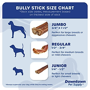 Downtown Pet Supply - Bully Sticks for Dogs - Dog Dental Treats & Rawhide-Free Dog Chews - Dog Treats with Protein, Vitamins & Minerals- Natural Beef Sticks - 4-5 in - 1 lb