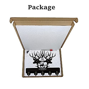 JQZ Elk Wall Mounted 5 Hooks Key Holder Home Decoration Black Wooden Hanging Keys Bag Clothes Key Rack Organizer