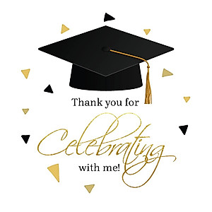 50- Thank You for Celebrating with Me Graduation Stickers, Envelope Label Seals, Cards, Invitations, Party Favor Supplies Made in The USA…