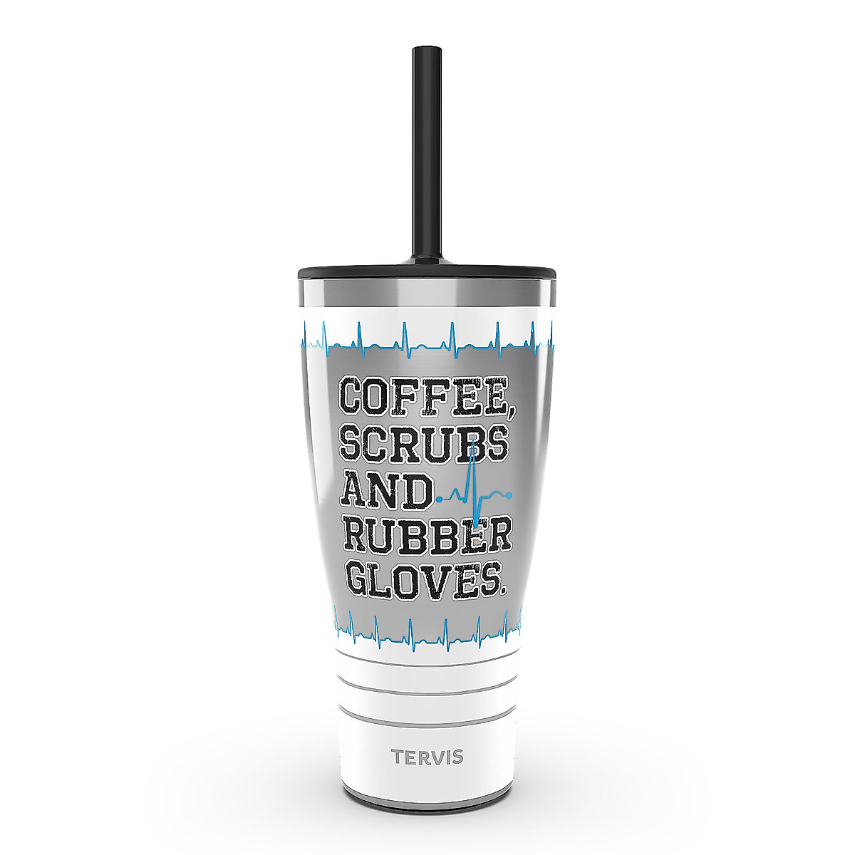 Tervis Traveler Nurse Life - Coffee, Scrubs, and Rubber Gloves Triple Walled Insulated Tumbler Travel Cup Keeps Drinks Cold & Hot, 30oz with Straw Lid, Stainless Steel