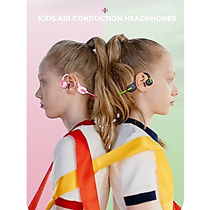 GenXenon Open Ear Headphones with Mic, 85dB Safe Volume Limited Air Conduction Kids Headphones Wireless, Bluetooth On Ear Headsets for Girls and Boys with 8GB Memory 8 Hrs Playtime for Music(Green)