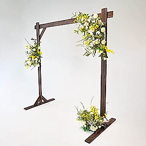 Balsa Circle 7 feet Dark Brown Wood Backdrop Stand Square Wedding Arch - for Outdoor Party Events Reception Decorations Supplies