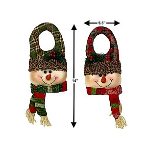 S/2 Snowmen Door Knob Wall Room Hangers Soft Plush Fabric Christmas Winter Holiday Decorations Home Business (Snowmen Hangers)