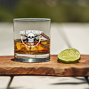 Lucky Shot 2ND Americas Original Homeland Security | Borosilicate Rock Glass | Thick Bottom Old Fashioned Whiskey Glasses for Men | 11 oz Scotch Glasses Premium Whiskey Gifts (Color)