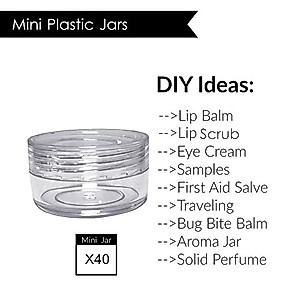 JOYWEE 10gram/10ml Round Clear Empty Container Jars with Clear Screw Lids Bulk for Lip Balms, Makeup Samples - BPA Free (40 Pack, Clear)