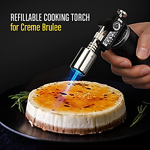 ravs Butane Torch, Refillable Kitchen Torch Lighter with Safety Lock and Adjustable Flame, Creme Brulee Kitchen Food Torch for Baking, Culinary Cooking Torch, Blow Torch - Butane Gas Not Included