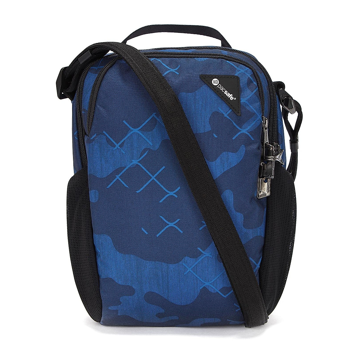PacSafe Vibe 200 7.5 Liter Anti Theft Compact Travel Shoulder Bag-Fits 10.5 inch Tablet, Blue Camo