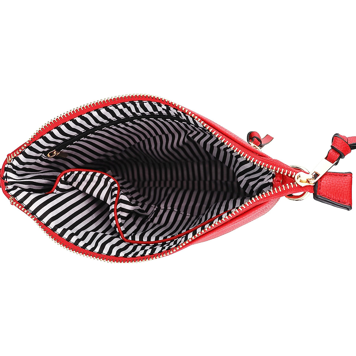 B BRENTANO Vegan Double-Zipper Crossbody Bag with Chain Strap (Hazelnut)