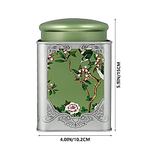 BESPORTBLE Tea Tin Canister with Airtight Double Lids, Airtight Loose Tea Canister Tinplate Empty Tin Chinese Style Tea Jar - Kitchen Canister for Loose Tea, Coffee, Candy, Herbs and Spices