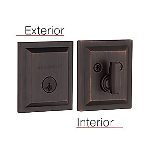 Baldwin Spyglass, Single Cylinder Front Door Deadbolt Featuring SmartKey Re-key Technology and Microban Protection, in Venetian Bronze