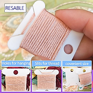 300 Pieces Plastic Floss Bobbins for Cross Cotton Thread Craft DIY Sewing Storage, Thread Organizer Holder, Embroidery Thread Cards Cross Stitch Bobbin, White
