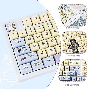 JOLINTAL 133 Keys Kawaii Keycaps Sets, PBT XDA Profile Keycaps, Dye-Sub Low Profile Keycaps 65 Percent Keycaps, Cute Cream PBT Keycaps Cherry MX Switch Keycaps for Mechanical Gaming Keyboard