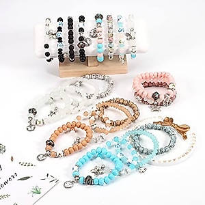 6 Set Butterfly Bracelets for Women and Teen Girls Multilayer Beads Tassel Stretch Bracelet Charm Boho Colorful Jewelry