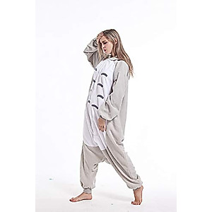 Sqlszt Animal Onesie Adult One Piece Pajamas Unisex Cosplay Costume for Women Men XL Grey