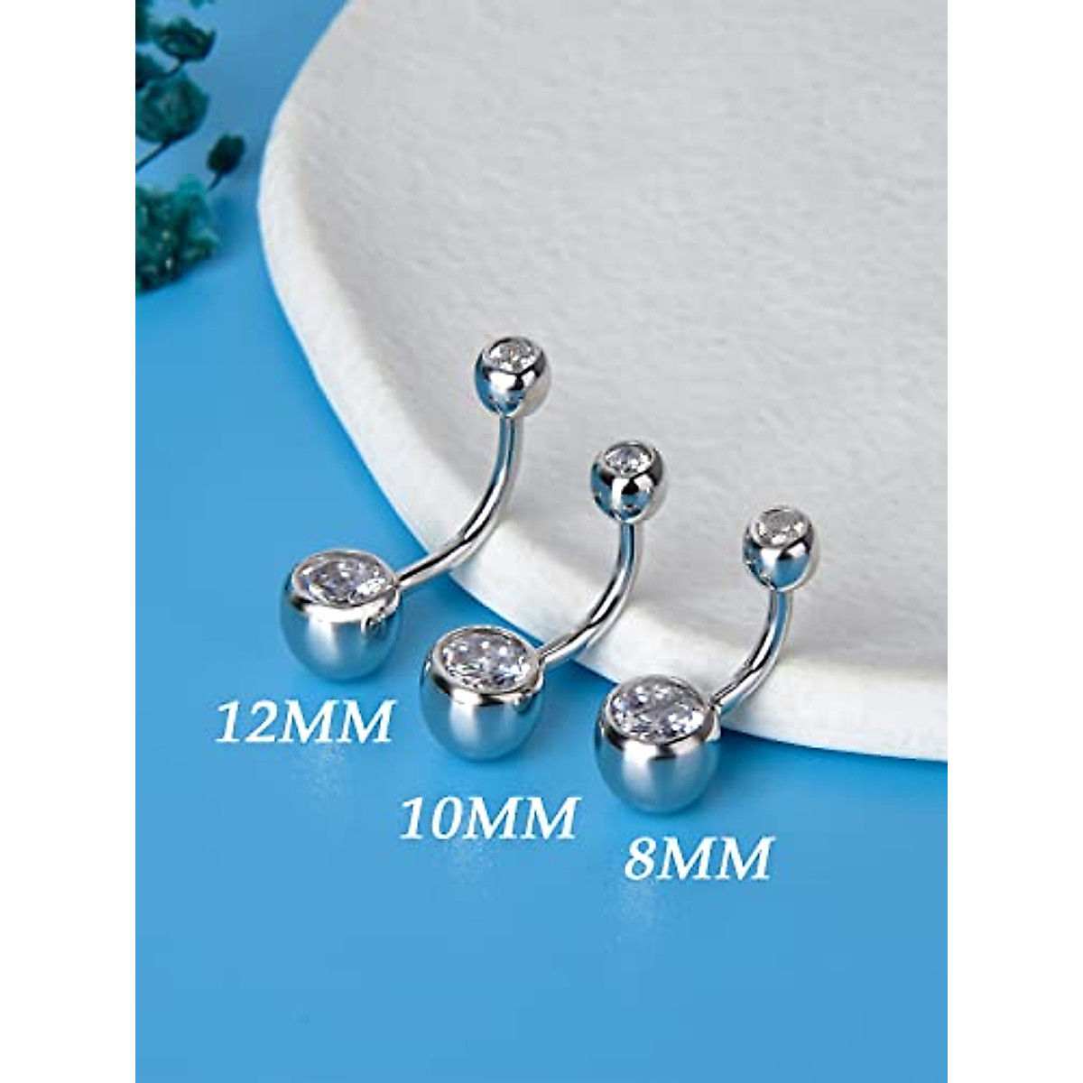SILBERTALE Sterling Silver Belly Button Rings for Women Men CZ Navel Rings Curved Barbell Belly Rings Belly Piercing 10mm