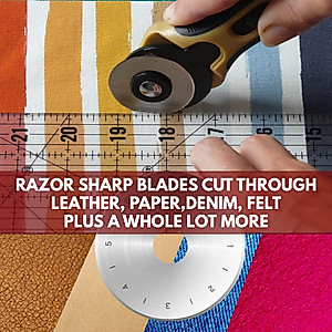 Madam Sew 45mm Rotary Cutter for Fabric | Precision Cloth Cutting Tool with Tungsten Steel Blade and Safety Guard | for Sewing, Arts & Crafts with Comfortable Handle | Craft Supplies