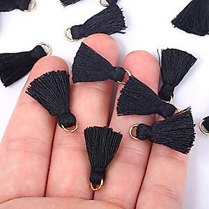 Wholesale Mini Black Tassel Charms Little Short Cotton Thread Tassel Supplies for Crafts and Jewelry Making(95-100PCS)
