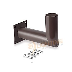 90 Degree Wall Mount Bracket with L-Shape 2-3/8in Vertical Tenon for Square Parking Lot Pole, Commercial Outdoor Area Light, and Shoebox Street Light, Bronze Finish
