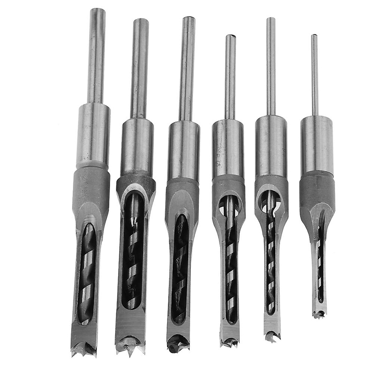 Hole Drill Bits, 6Pcs Steel Woodworking Hole Saw Mortising Chisel Mortiser Drill Bit Tool Set for Woodworker Carpenter DIY Wood Working, 1/4, 5/16, 3/8, 1/2, 9/16, 5/8-Inch
