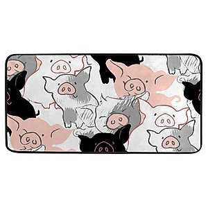 Guitong Long Kitchen Area Rugs Standing Mat Non-Fatigue Chef Mats Rug Non-Slip Distressed Runner Rugs Carpet Softy Waterproof Polyester ﻿Colorful Pig Kitchen Home Decor 39x20 inch