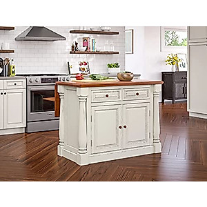 Homestyles Monarch Kitchen Island Set, 50 Inch Width, Antique White