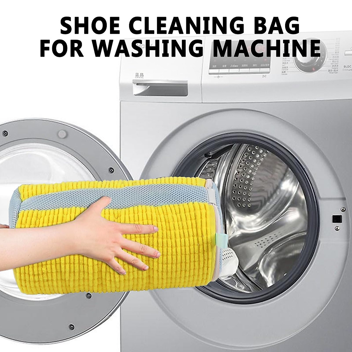 Dymeist 2pcs Shoe Wash Bag Home Machine Washing Anti-Distortion Shoe Wash Bag Reusable Shoe Bag Care Bag(Grey and Yellow)