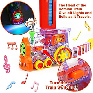 MCPINKY Domino Train Set for Boys 4-6,Toddler Toys Domino Rally Train Building and Stacker with 2PCS Domino Sleeve for Christmas Birthday Gifts Boys,Girls Age 3-8