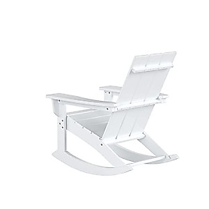 WO Home Furniture Adirondack Rocking Chair Set of 2 PCS Patio All-Weather and UV Protection for Any Outdoor Spaces (White)