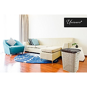 UNIWARE 60 LT Hollow Design Clothes Hamper Laundry Basket, Made in Turkey, Beige (1, Beige/Brown)