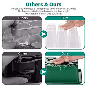 5 Pack Seed Starting Trays 12 Cells Insert Hot House Seed Starter Trays Kit for Garden Large Seedling Tray with Humidity Adjustable Dome and Base Tray Seed Greenhouse Germination Dome (5Pack_Green)