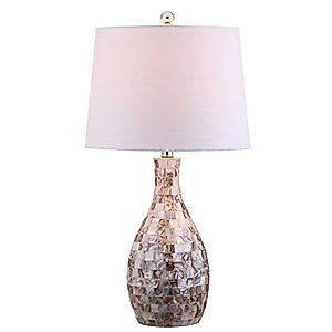 JONATHAN Y JYL1054A Verna 26.5" Seashell LED Table Lamp Coastal Contemporary Bedside Desk Nightstand Lamp for Bedroom Living Room Office College Bookcase LED Bulb Included, Ivory/Beige