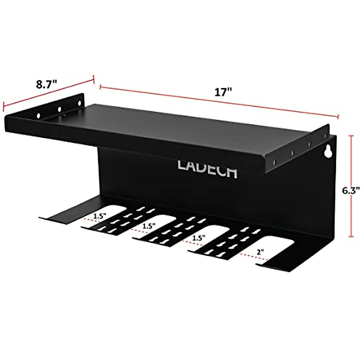LADECH Cordless Drill Tool Organizer - Drill holder storage wall mount shelf rack and charging station to optimize garage organization and power tool storage (Drill holder & Shelf)