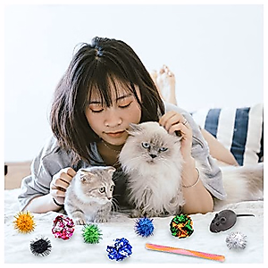 Andiker Cat Toys for Indoor Cats, 4 Big Cat Springs & 8 Small Springs Cat Interactive Toy for Swatting, Biting, Hunting Cat Creative Toy to Kill Time and Keep Fit Colorful Plastic Spring (26pc)