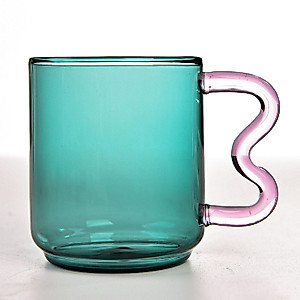 SM SunniMix Borosilicate Glass Mug Water Tumbler Cup Drinkware with Creative Ear Handle 15oz/450 Mugs for Christmas Thanksgiving Gift Kitchen Office, Green